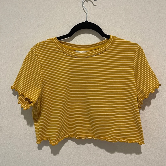 Tops | Yellow Stripped Crop Top | Poshmark
